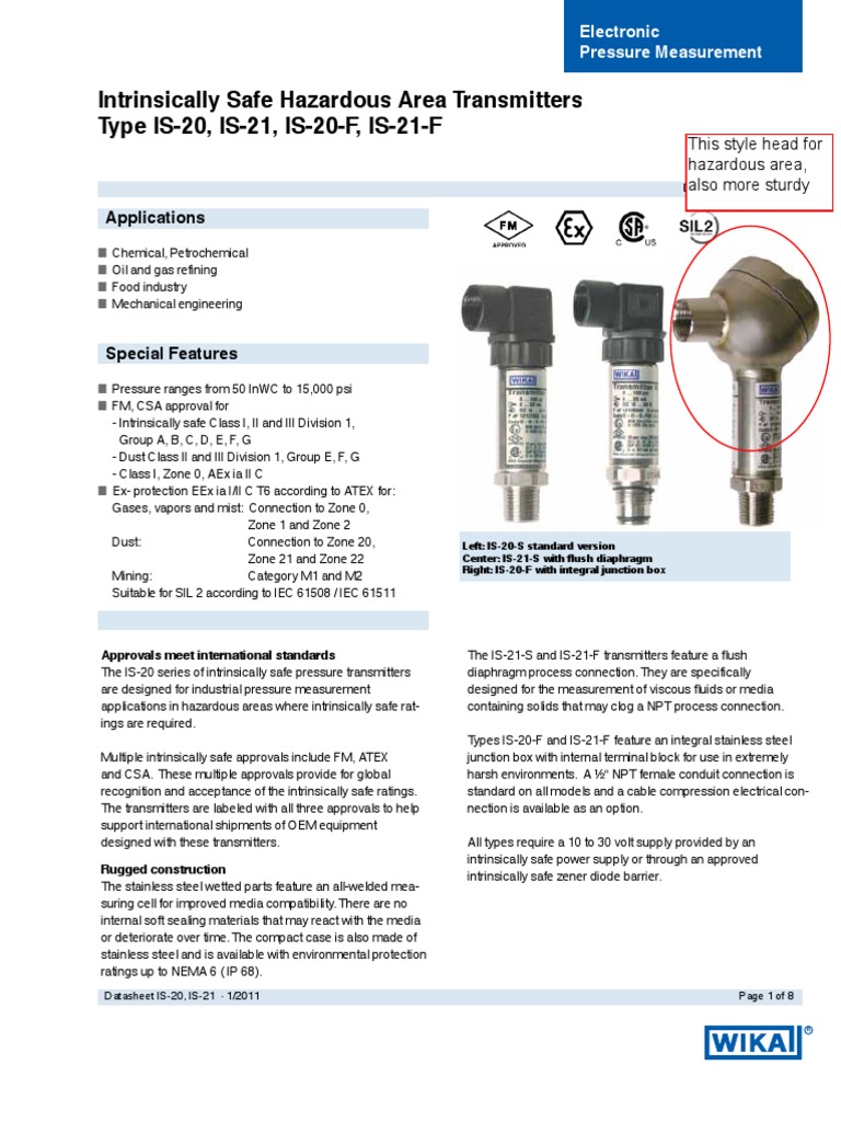 Wika Pressure Transmitter DS PE is 20 F en Us 29653 | Electrical ...