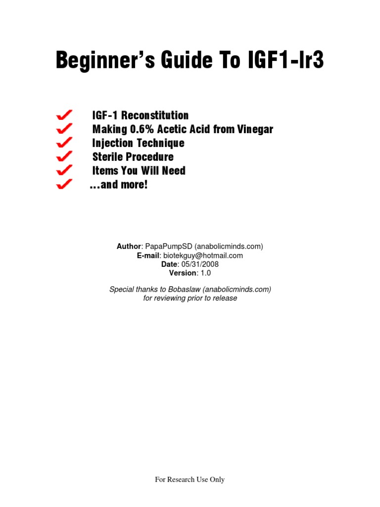 Beginners Guide To IGF1-LR3 | PDF | Injection (Medicine) | Syringe