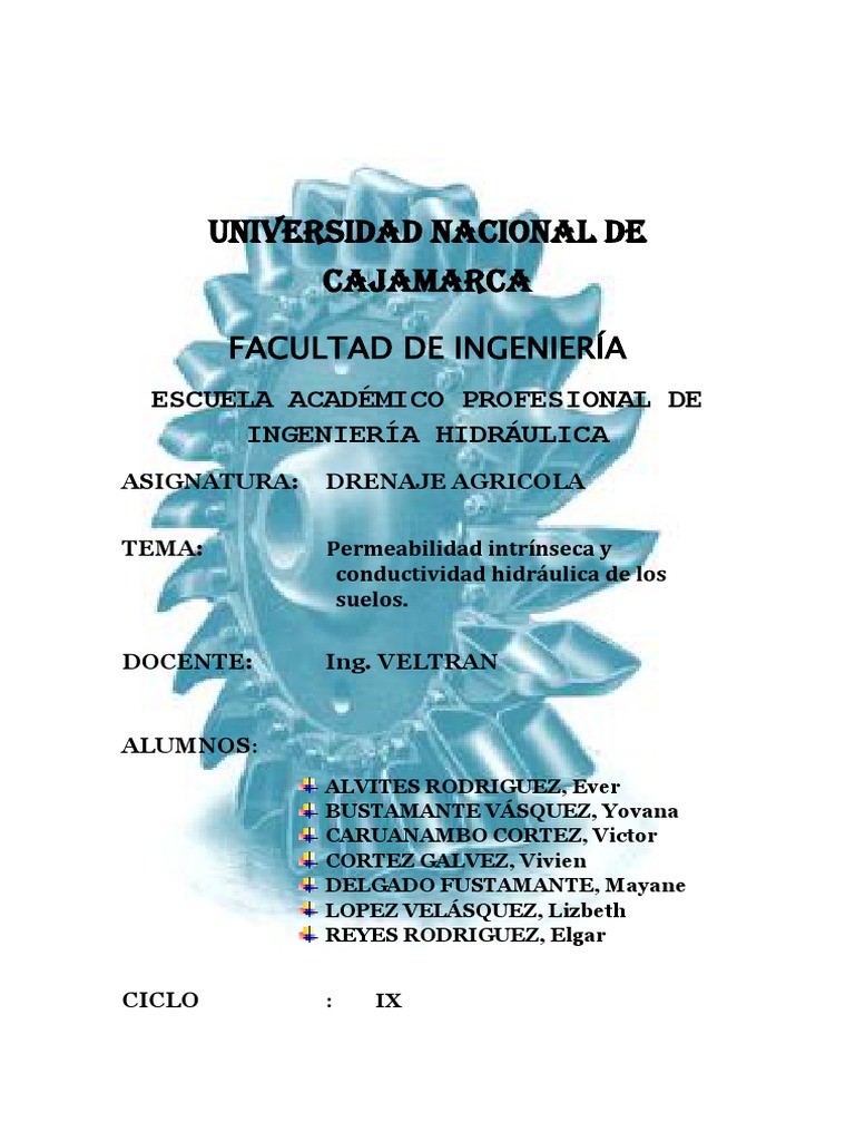 Permeabilidad Intrínseca y Conductividad Hidraulica de Ls Suelos | PDF ...