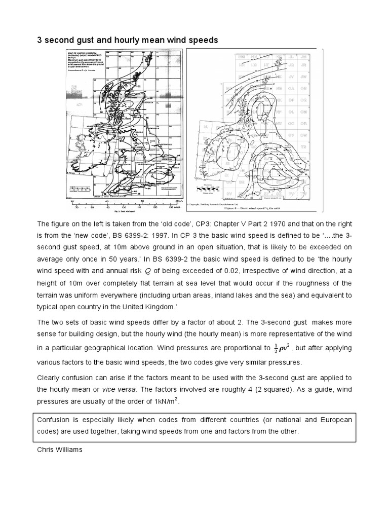 3-Second Gust vs Hourly Mean Wind Speed | PDF | Wound | Wind Speed