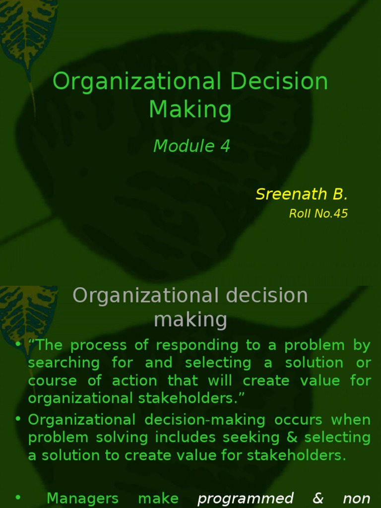 Organizational Decision-Making Models | PDF | Consensus Decision Making ...