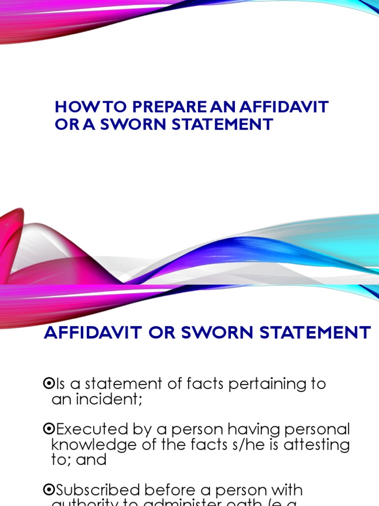 How to Prepare a Sworn Statement | PDF | Affidavit | Witness