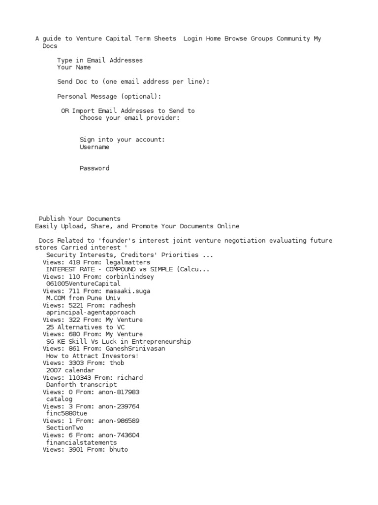 A Guide To Venture Capital Term Sheets Pdf Venture Capital