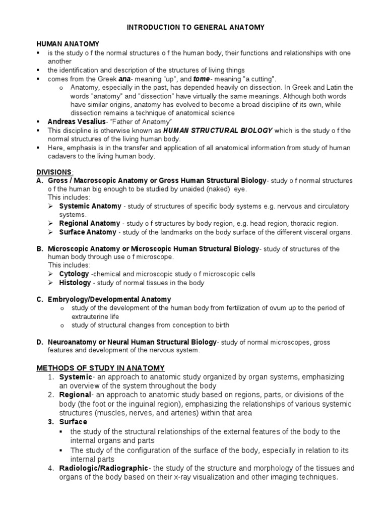 Introduction To General Anatomy | PDF | Anatomical Terms Of Location ...