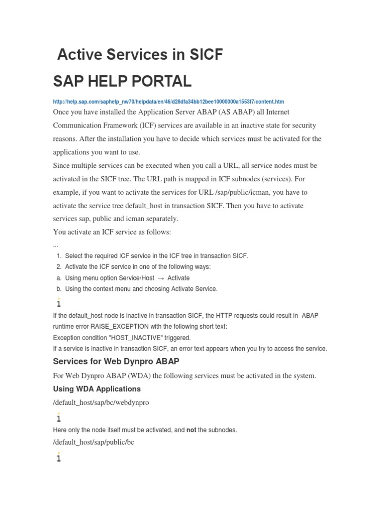 Active Services in SICF | PDF | Uniform Resource Locator | Hypertext ...