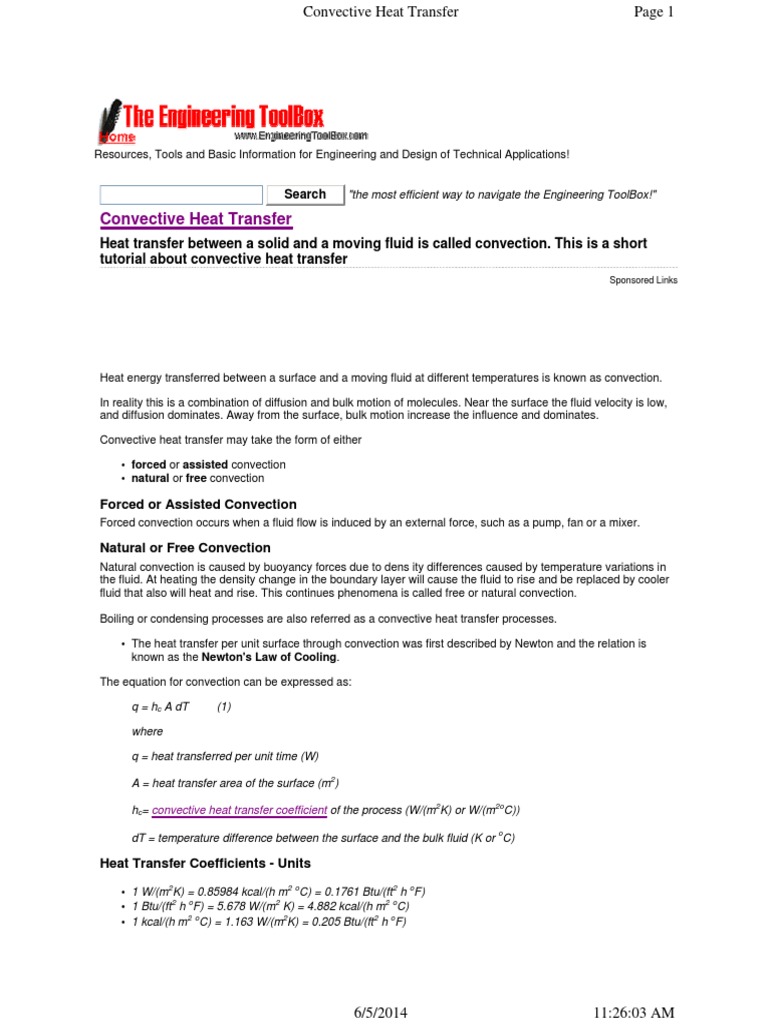 Engineering Toolbox | PDF | Heat Transfer | Convection