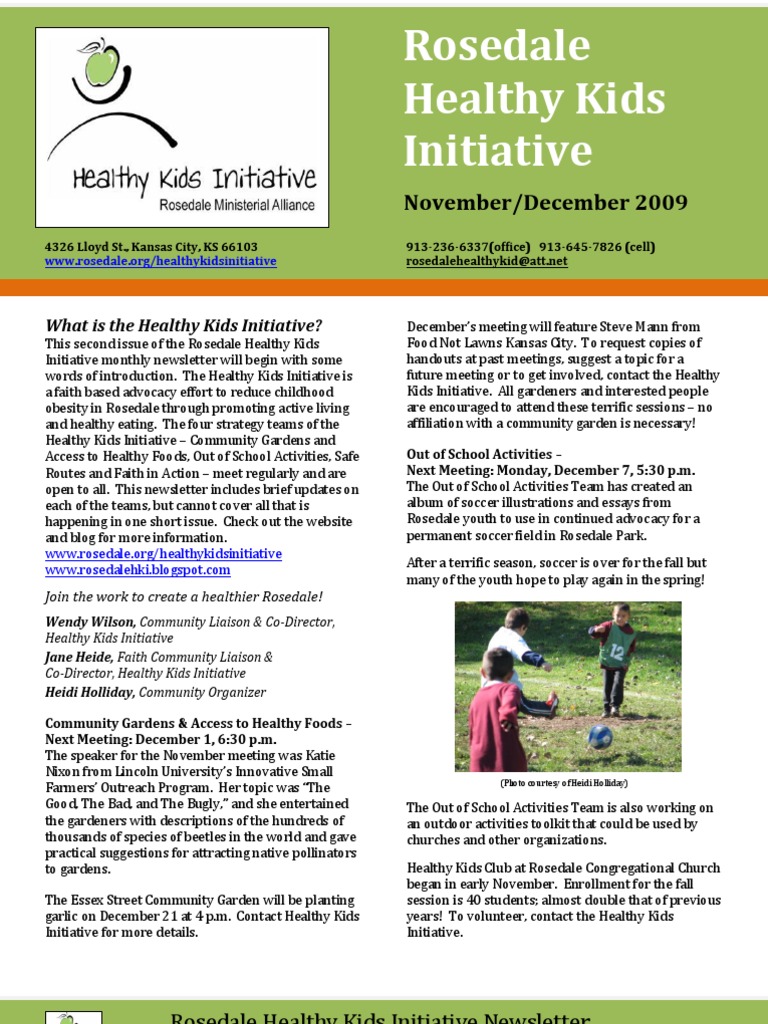 Rosedale Healthy Kids Initiative Update | PDF | Self-Improvement