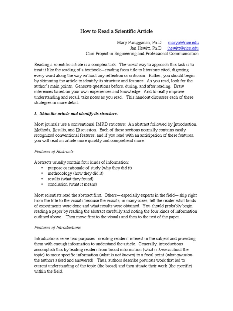 How To Read Scientific Article | PDF | Abstract (Summary) | Reading ...