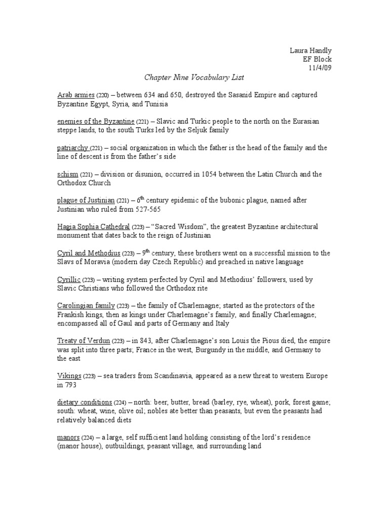 Medieval History Vocabulary Guide | PDF | Charlemagne | Middle Ages