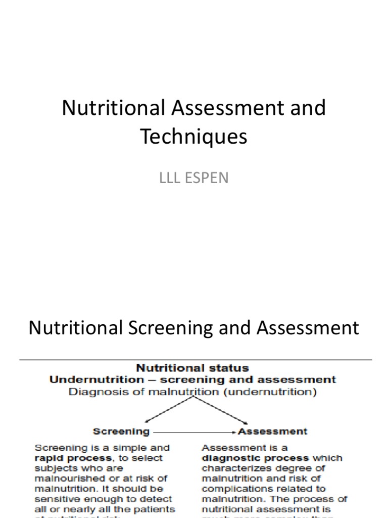 Nutritional Assessment and Techniques | PDF | Nutrition | Diet & Nutrition
