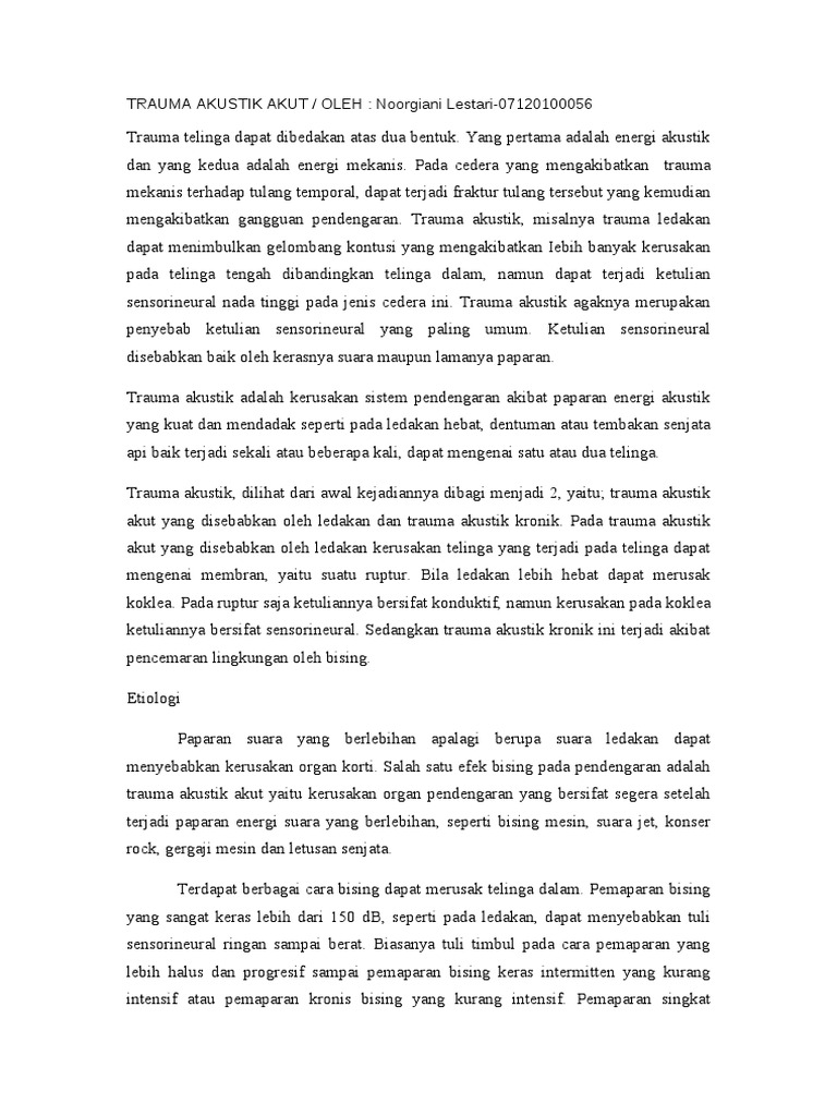 Trauma Akustik Akut | PDF