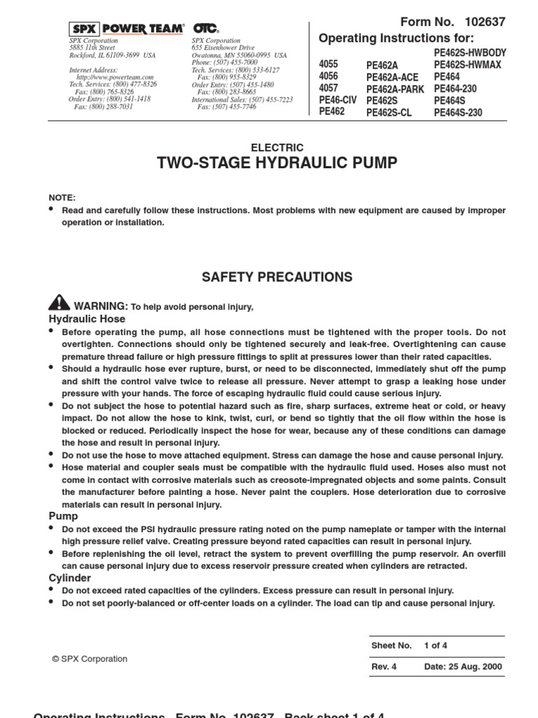Power Team PE46 Manual | PDF | Pump | Leak