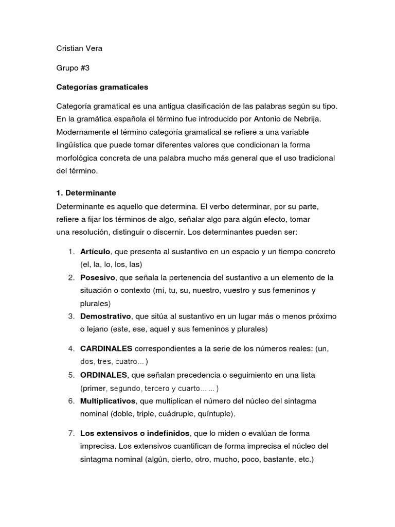 Categorías Gramaticales en Español | PDF | Adverbio | Adjetivo