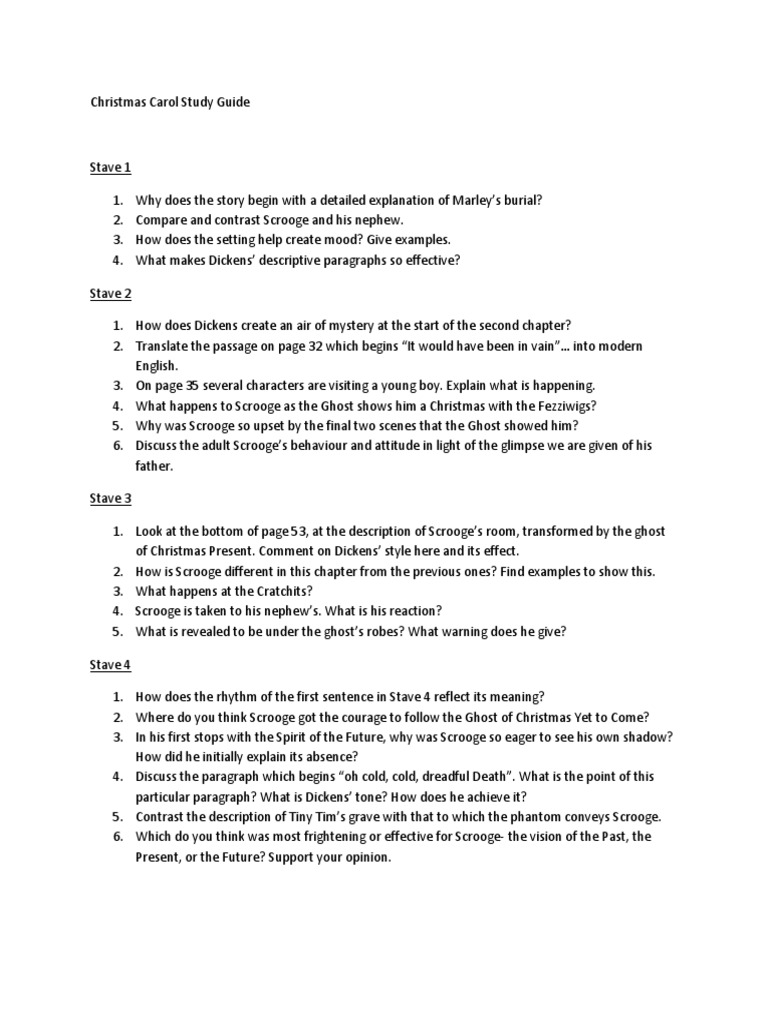 Christmas Carol Study Guide | PDF | Ebenezer Scrooge | A Christmas Carol