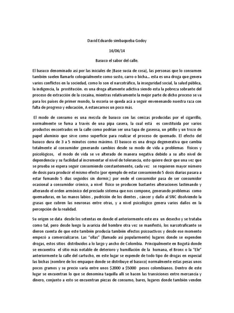 Precio del Basuco en Colombia | PDF | Salud y bienestar | Medicina