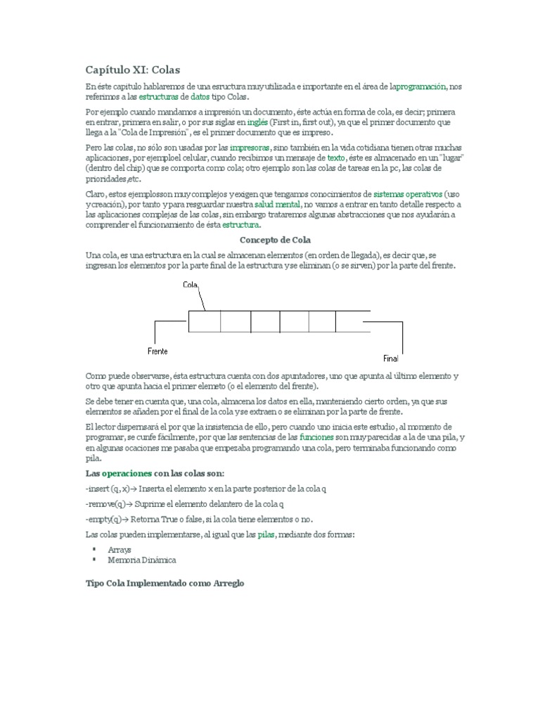 Estructuras de Datos: Colas | PDF | Cola (tipo de datos abstractos ...
