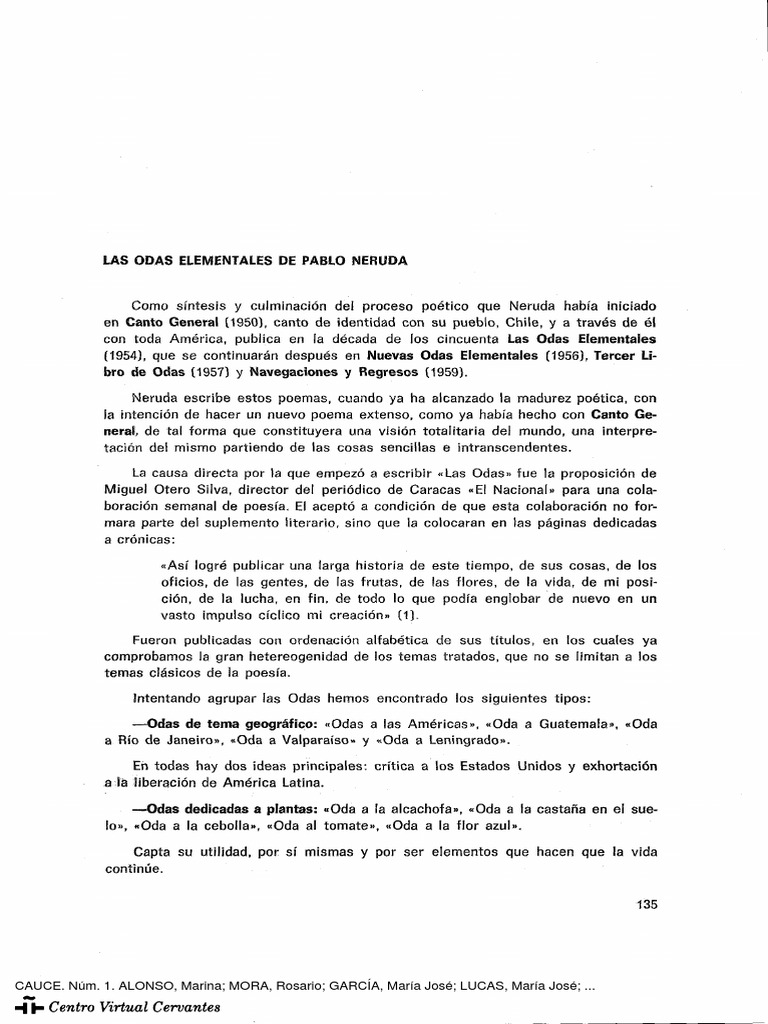 Odas Elementales de Pablo Neruda | PDF | Poesía | Amor