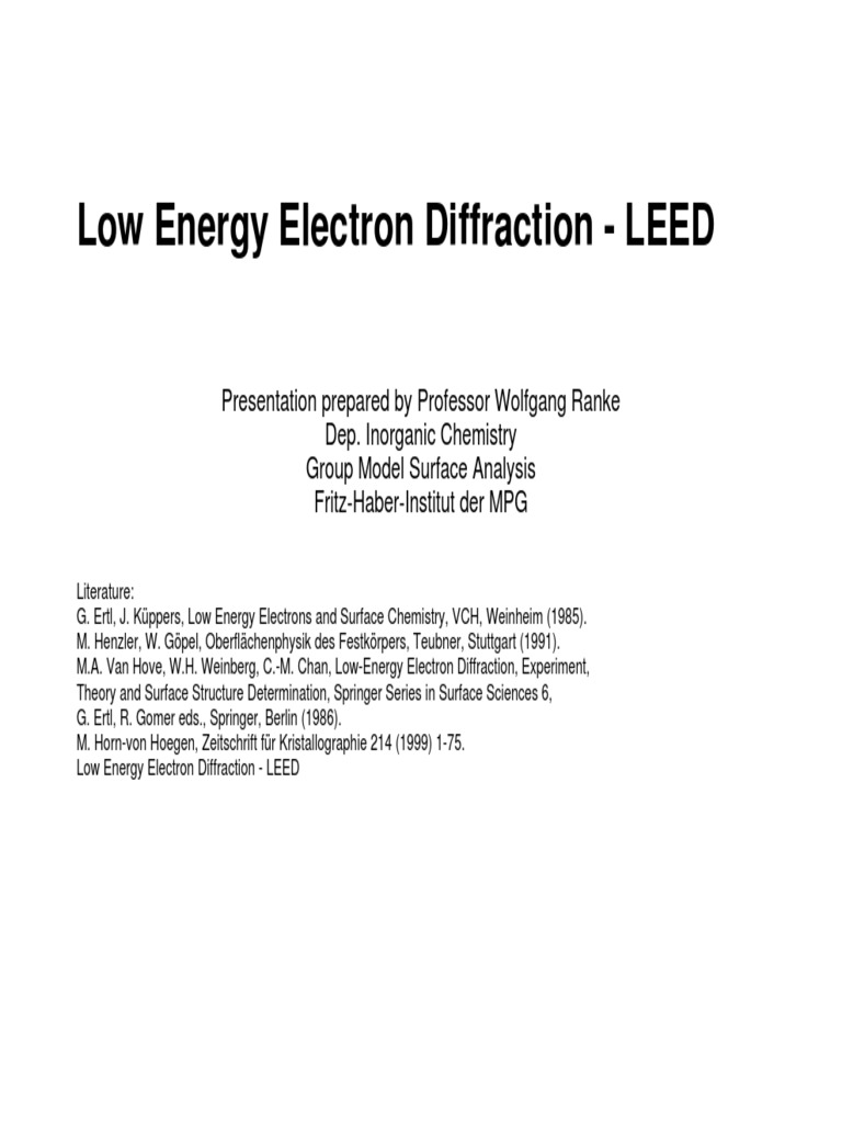 Low Energy Electron Diffraction - LEED | Download Free PDF | Chemical Product Engineering ...