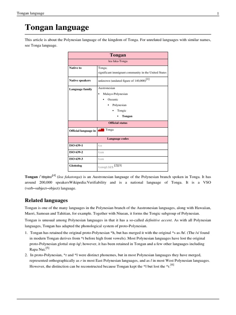 Tongan Language | PDF | Polynesia | Languages