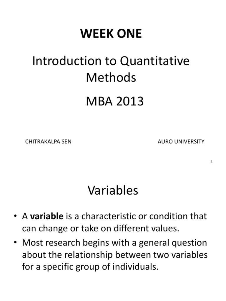 Week One: Introduction To Quantitative Methods MBA 2013 | PDF | Median ...