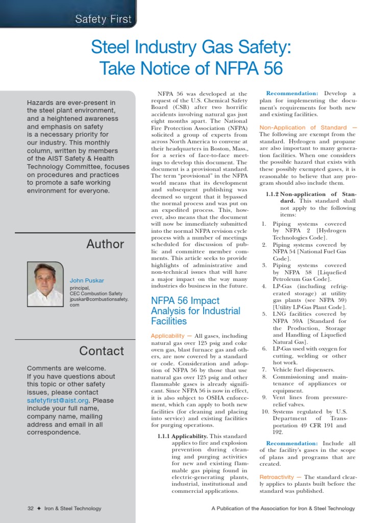 Steel Industry Gas Safety | PDF | Flammability | Safety