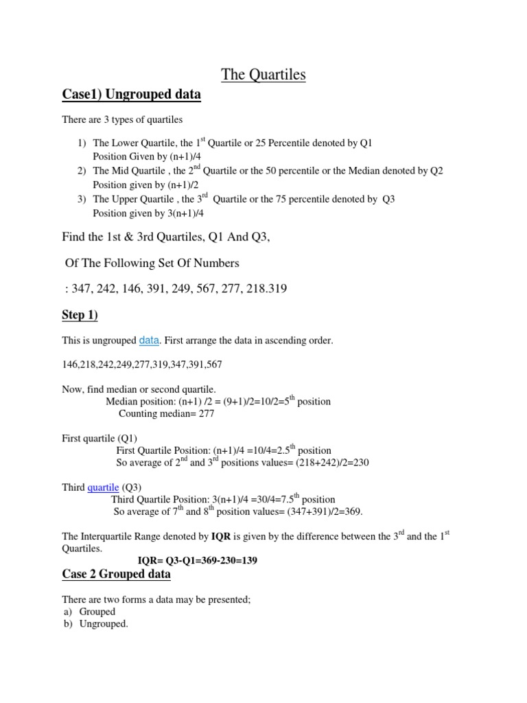 MEDIAN and The Quartiles | PDF | Quartile | Statistical Analysis