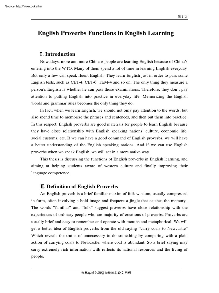 English Proverbs Functions in English Learning | PDF | Proverb | Folklore