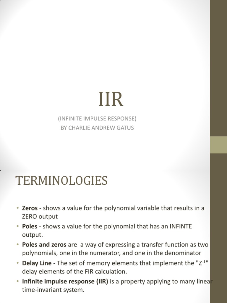IIR Filter Fundamentals by Charlie Gatus | PDF | Teaching Methods ...