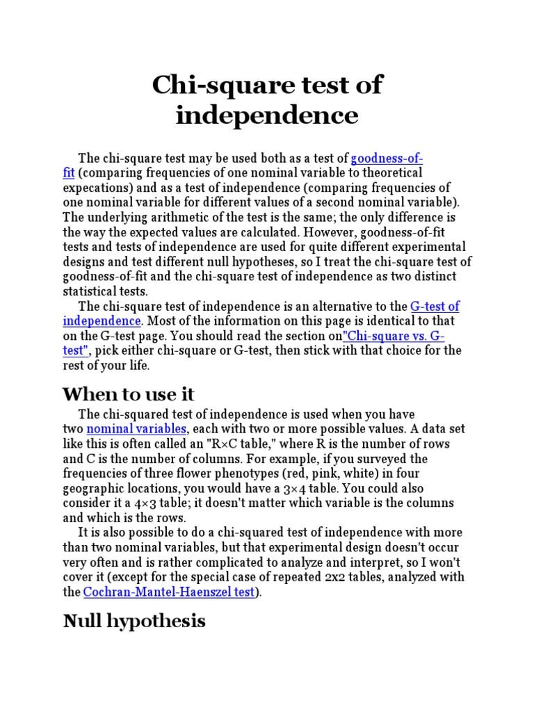 Chi-square test of independence explained | PDF | Statistical ...