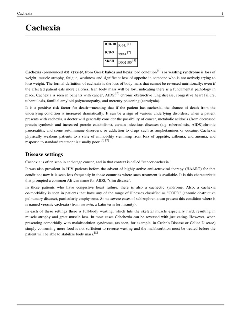 Cancer Cachexia From | PDF | Diseases And Disorders | Health Sciences