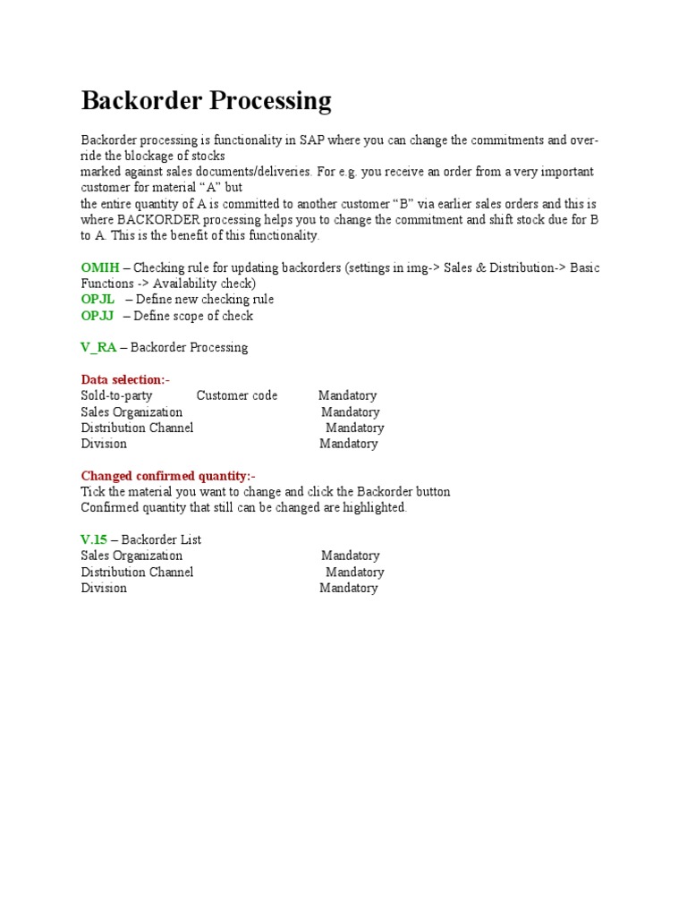 Backorder Processing | PDF | Computing | Software