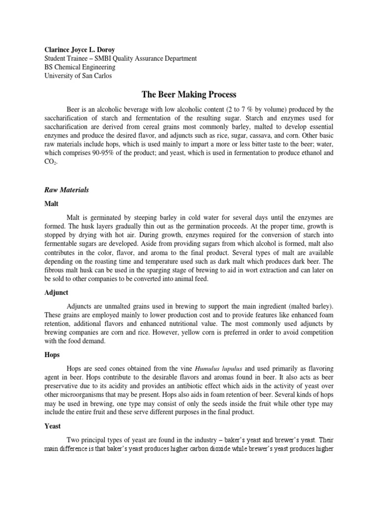 1 - Beer Making Process | PDF | Brewing | Malt