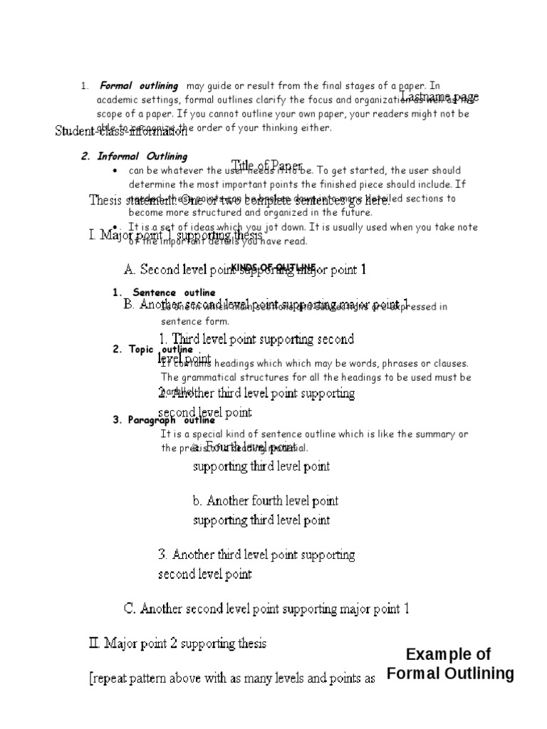 Example of Formal Outlining | PDF