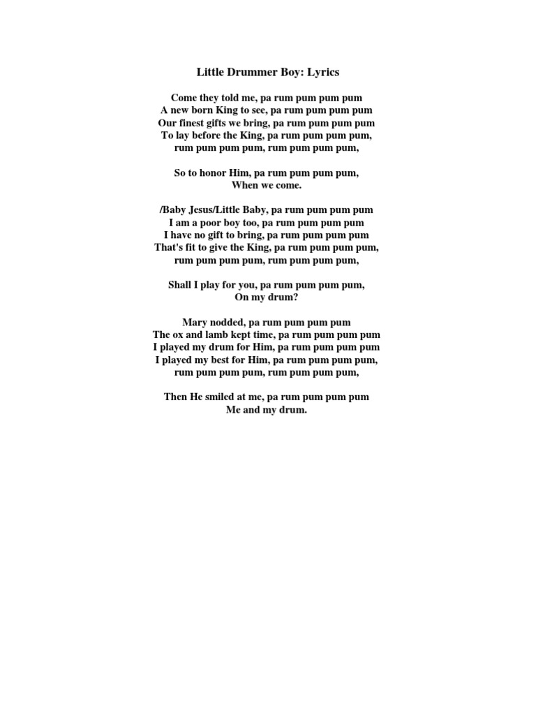 Little Drummer Boy: Lyrics | PDF