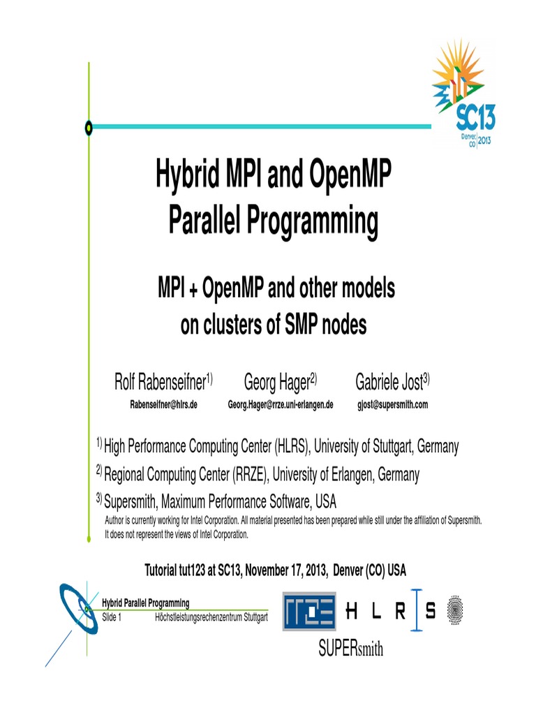 Hybrid Mpi And Openmp Parallel Programming Pdf Message Passing
