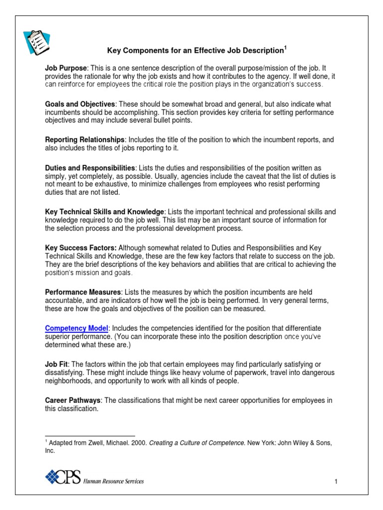 Effective Job Description Components | PDF | Career & Growth