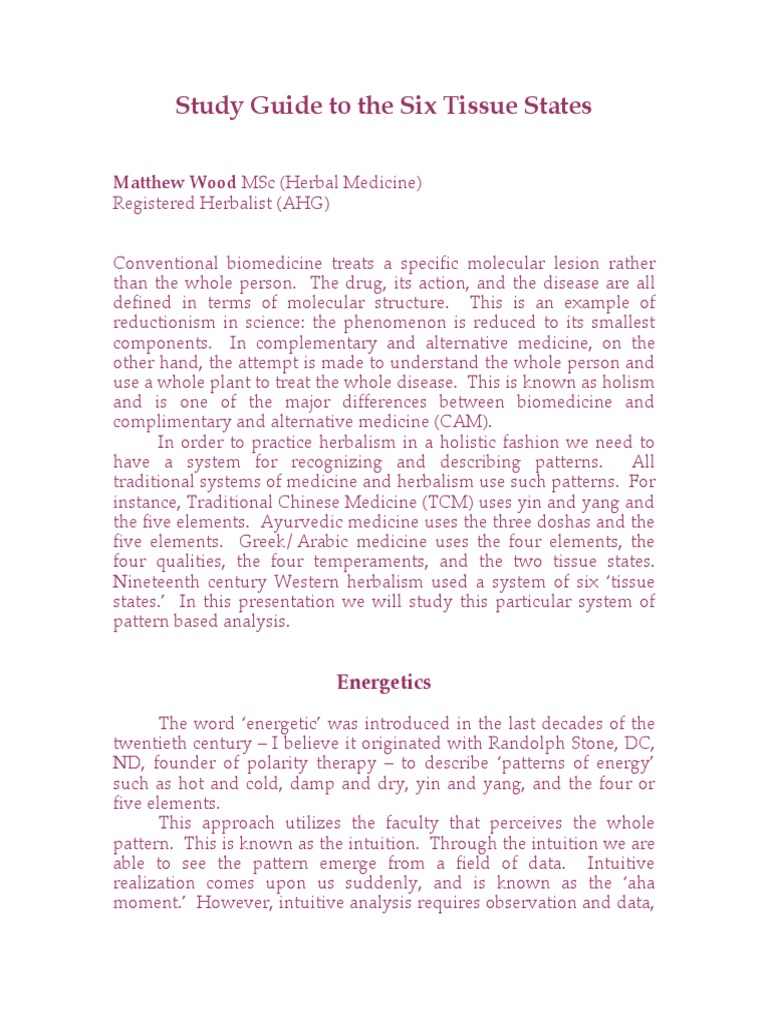 Study Guide To The Six Tissue States PDF | PDF | Traditional Chinese ...