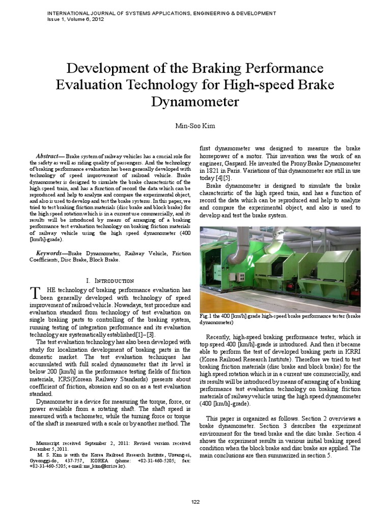 Development of The Braking Performance Evaluation Technology For High ...