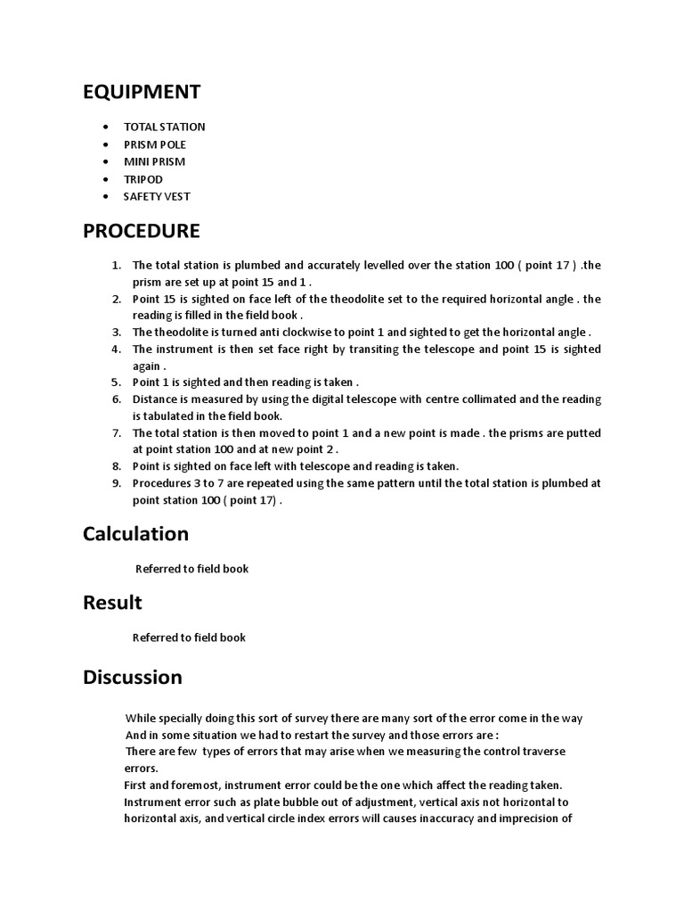 Survey Traverse By Total Station Pdf Surveying Scientific Observation