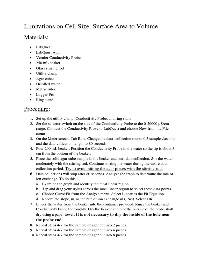 Bio Lab Report | PDF | Surface Area | Experiment