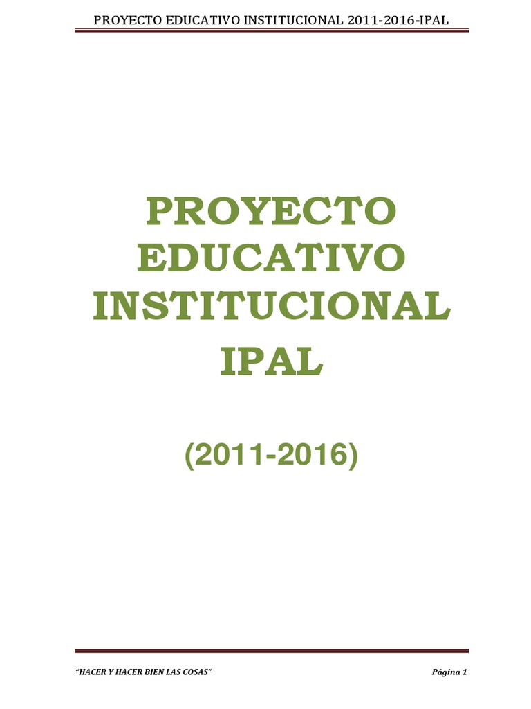 Pdi2011 2016 IPAL | PDF | Evaluación | Plan de estudios