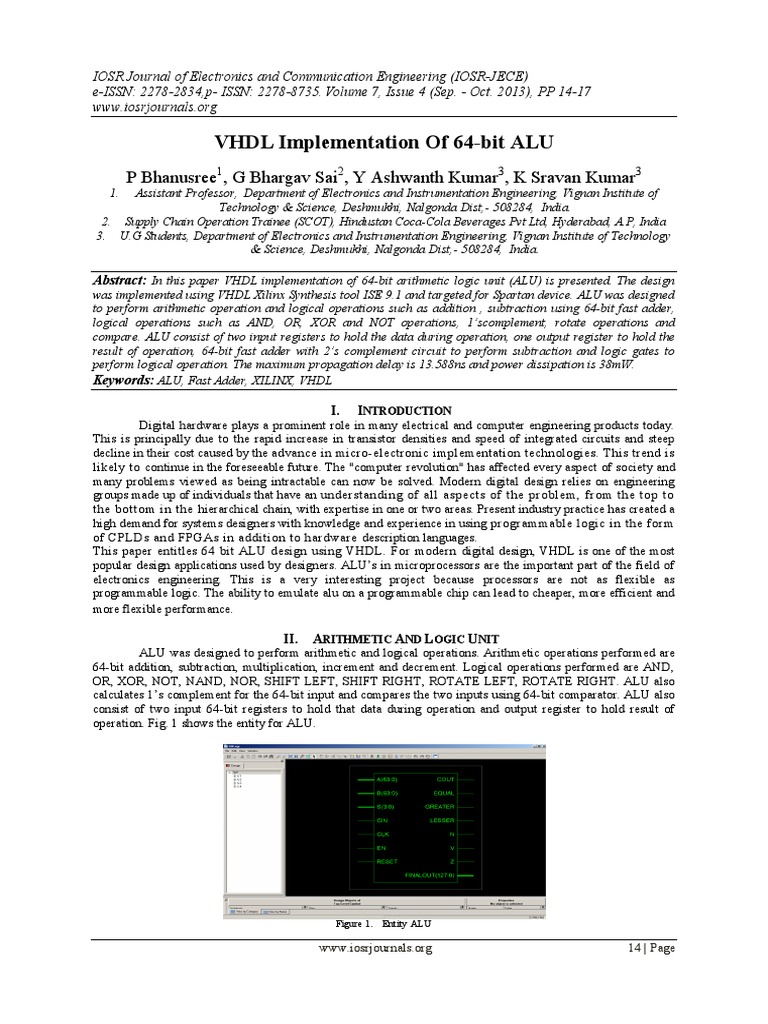 32 Bit Alu | PDF | Vhdl | Logic Synthesis
