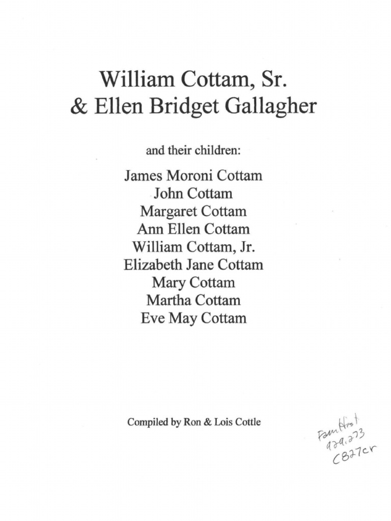William Cottam Family History | PDF