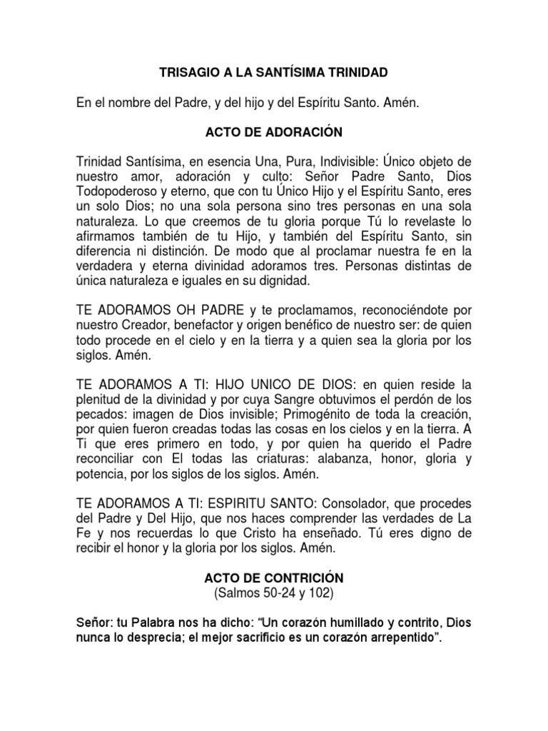 Trisagio A La Santísima Trinidad | PDF | Pecado | espíritu Santo