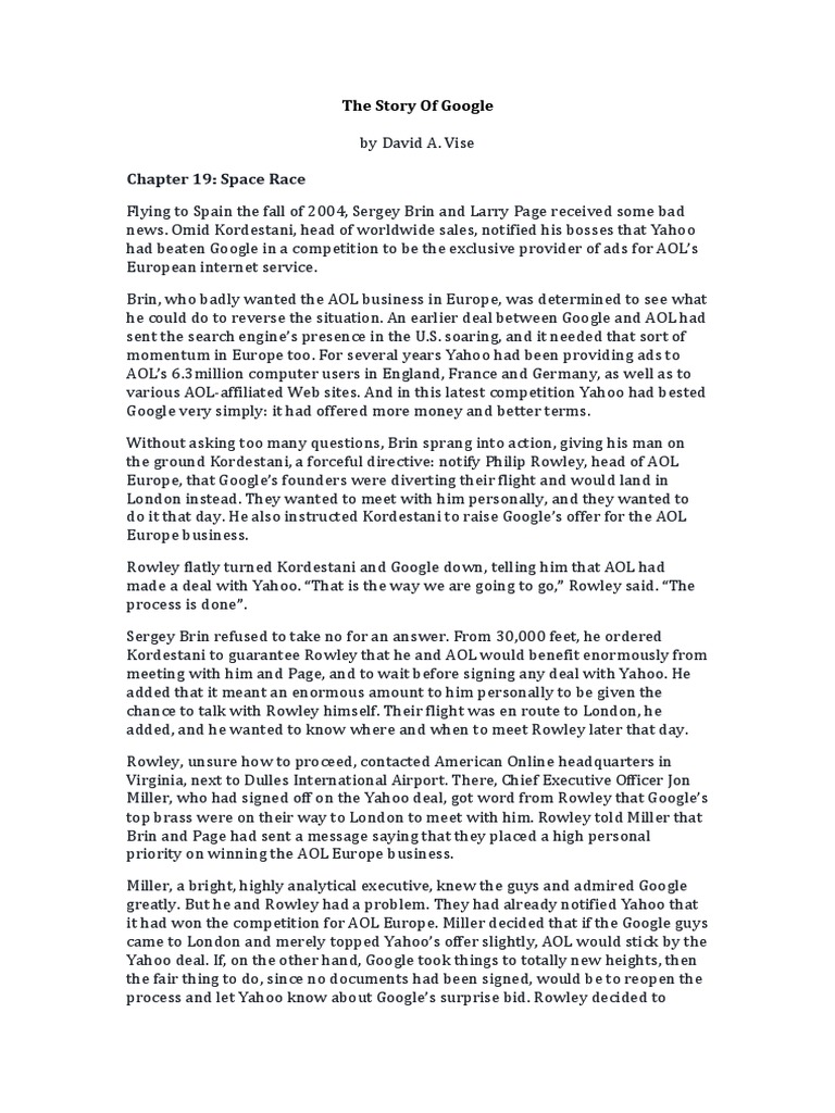 Chapter 19: Space Race: The Story of Google | PDF | Yahoo! | Google