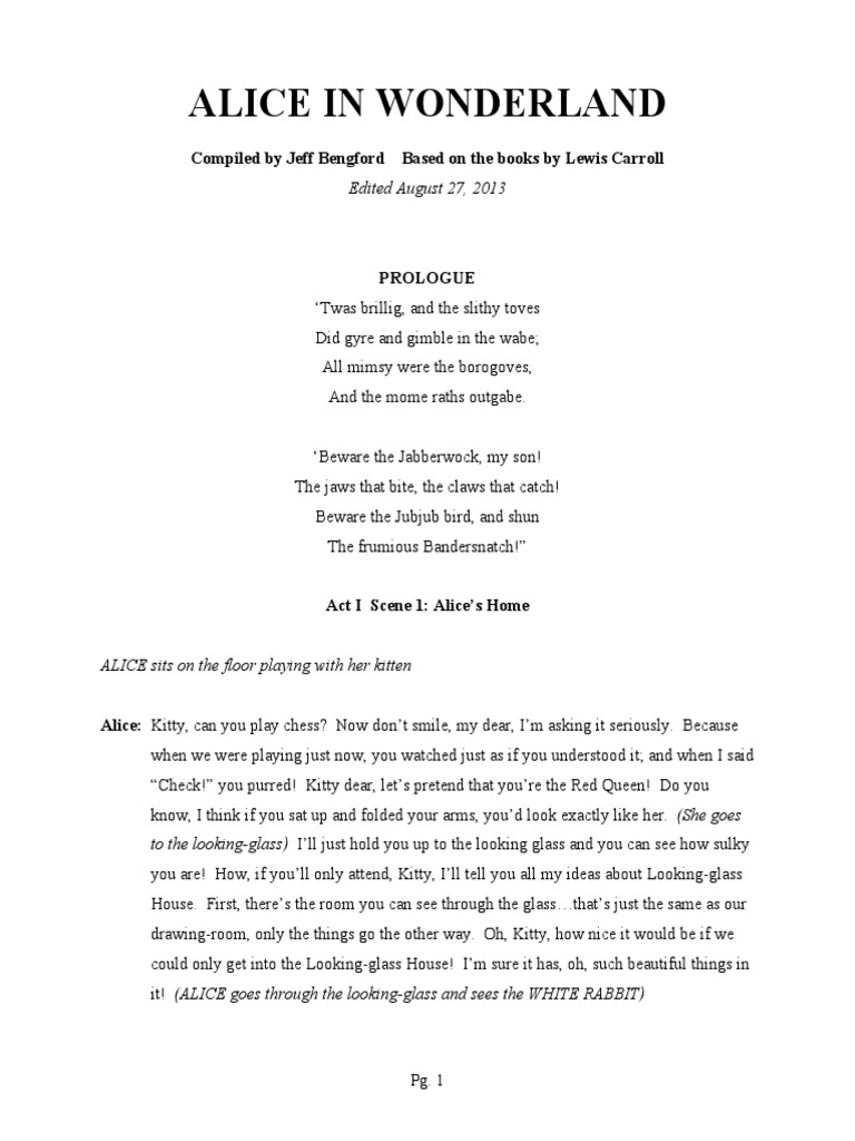 Alice in Wonderland Play Script PDF | PDF | English Children's Novels ...