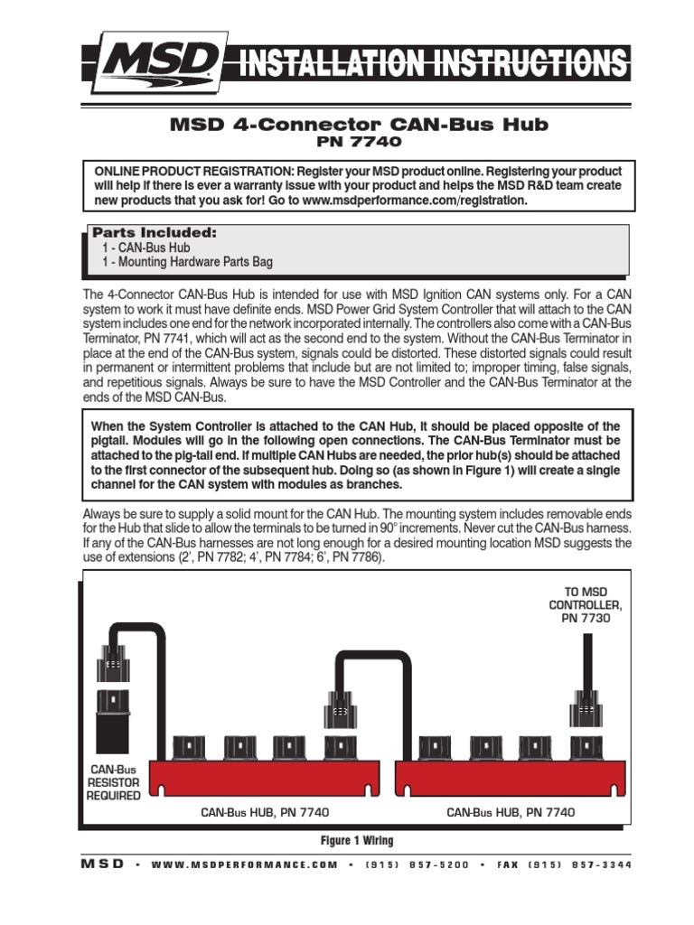 MSD 4-Connector CAN-Bus Hub: To MSD Controller, PN 7730 | Download Free ...