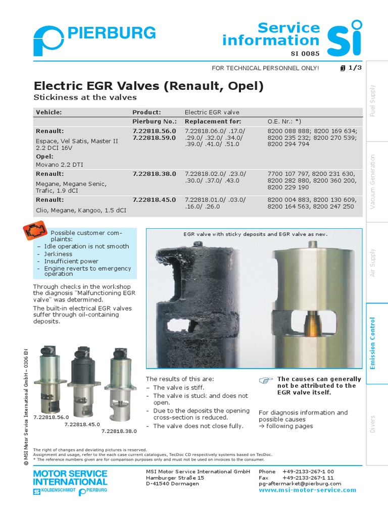 Information Service: Electric EGR Valves (Renault, Opel) | PDF ...