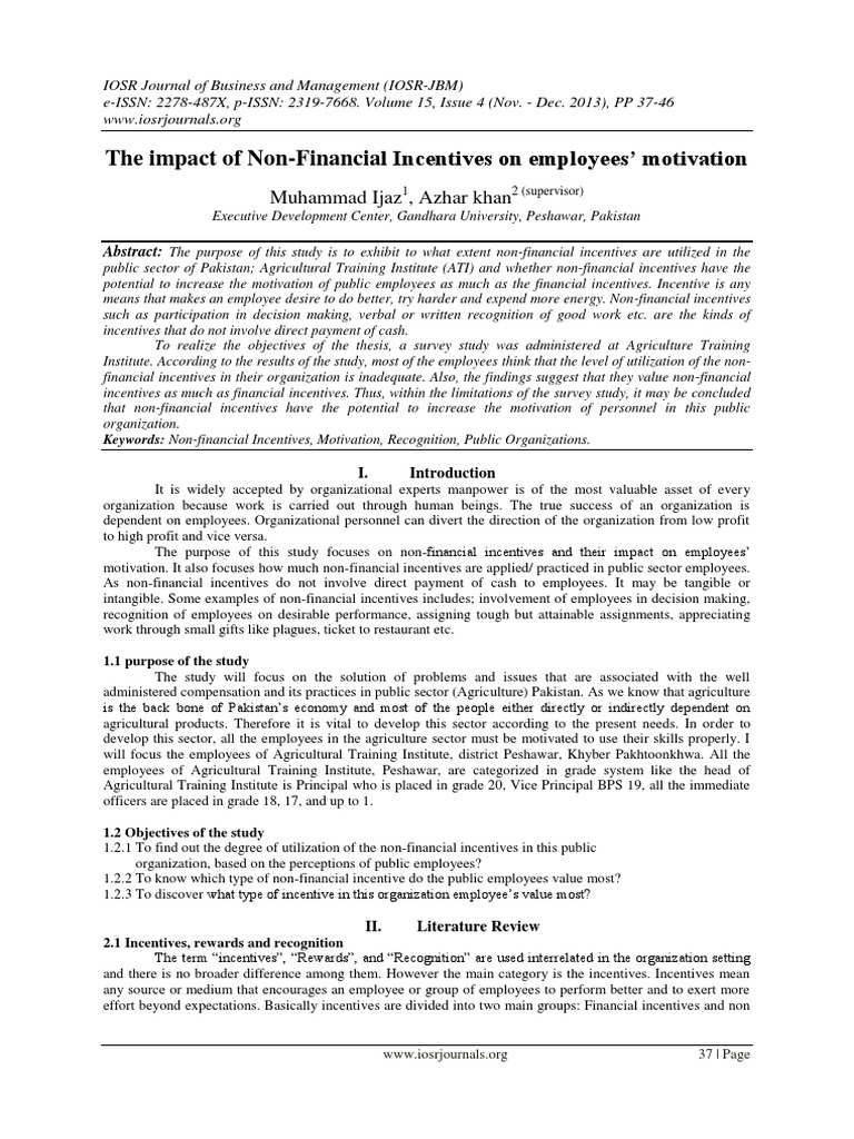 The Impact of Non-Financial Incentives On Employees' Motivation | PDF ...