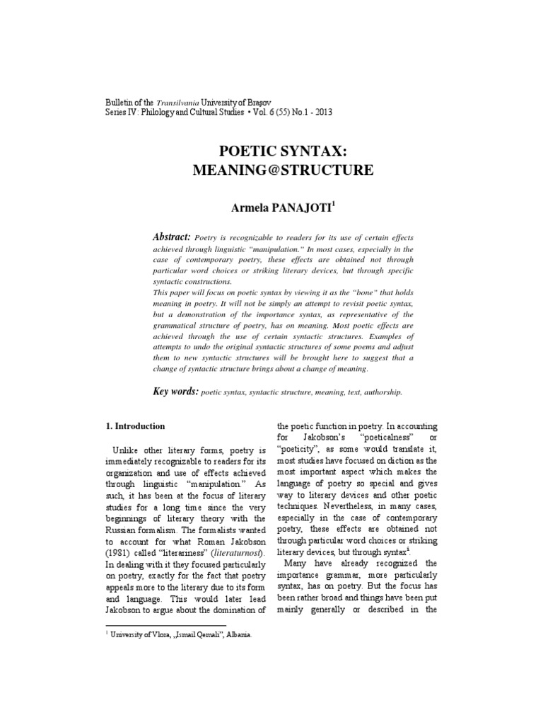 Poetic Syntax | Poetry | Syntax